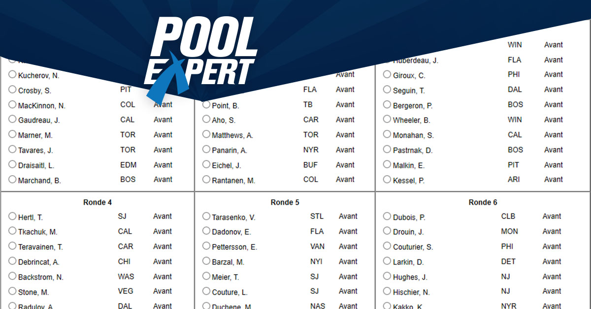 Pool de hockey des séries de la LNH à boîtes en 1 minute - Édition ...